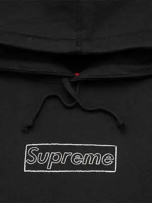 Supreme Kaws Chalk Logo Hooded Sweatshirt - Black