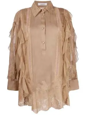 Valentino Garavani Ruffle-trim Silk Blouse