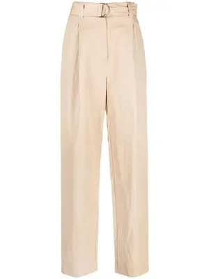 MSGM Belted Straight-leg Trousers - Neutrals