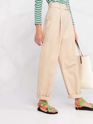 MSGM Belted Straight-leg Trousers - Neutrals