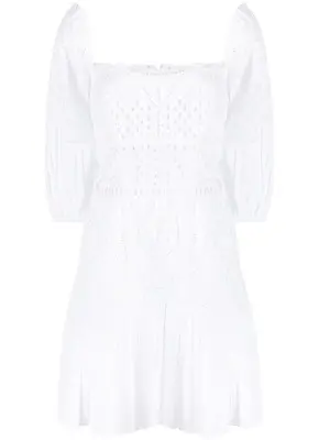 Alberta Ferretti Embroidered Cotton Dress - White