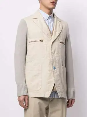 Undercover Contrasting Sleeve Cotton Blazer