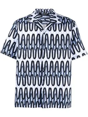 Neil Barrett Abstract-print Short-sleeve Shirt - Blue