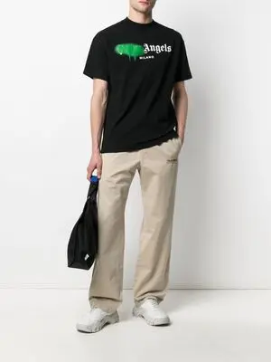 Palm Angels Milano Sprayed-logo T-shirt - Black