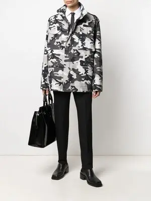 Off-White Camouflage Print Cotton Jacket - Grey