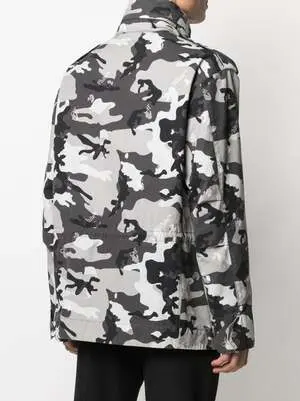 Off-White Camouflage Print Cotton Jacket - Grey