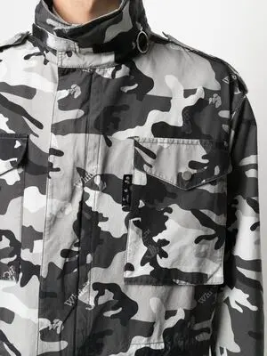 Off-White Camouflage Print Cotton Jacket - Grey