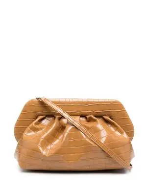 THEMOIRE Croc-effect Clutch Bag Brown