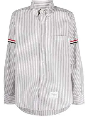 Thom Browne Vertical-stripe Long-sleeve Shirt - Grey