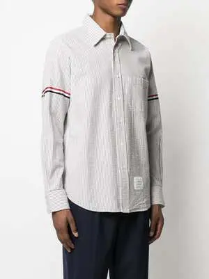 Thom Browne Vertical-stripe Long-sleeve Shirt - Grey