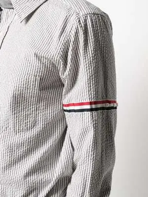 Thom Browne Vertical-stripe Long-sleeve Shirt - Grey
