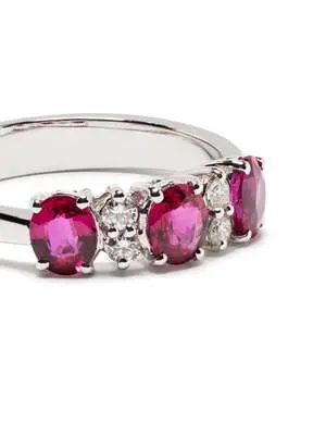 LEO PIZZO 18kt White Gold Diamond And Ruby Eternity Ring