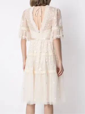 NEEDLE & THREAD Floral-embroidered A-line Dress