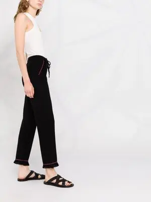 Max & Moi Frayed Contrast-stitch Trousers