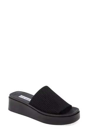 Steve Madden Balanced Platform Wedge Slide Sandal - Black
