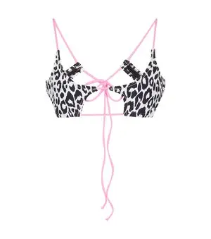 REINA OLGA Theresa Leopard-print Bikini Top - Multicoloured