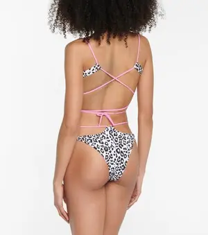 REINA OLGA Theresa Leopard-print Bikini Top