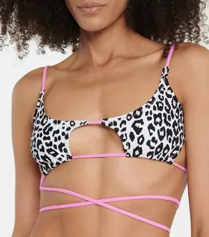 REINA OLGA Theresa Leopard-print Bikini Top
