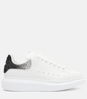 Alexander McQueen Oversized Embellished Leather Sneakers - White