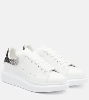 Alexander McQueen Oversized Embellished Leather Sneakers - White