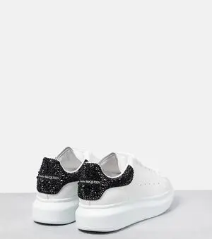 Alexander McQueen Oversized Embellished Leather Sneakers - White
