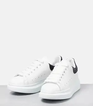 Alexander McQueen Oversized Embellished Leather Sneakers - White