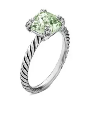 David Yurman Sterling Silver Prasiolite And Diamond Ring - Green