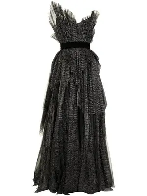 RALPH&RUSSO Pleated-tulle Silk Ball Gown
