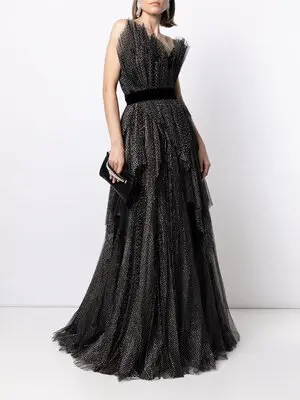 RALPH&RUSSO Pleated-tulle Silk Ball Gown