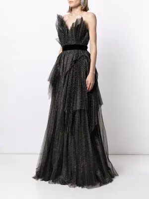 RALPH&RUSSO Pleated-tulle Silk Ball Gown