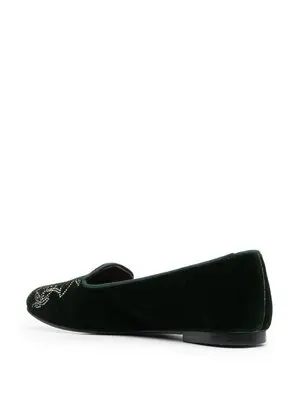 10 CORSO COMO Studded Velvet Ballerinas - Green