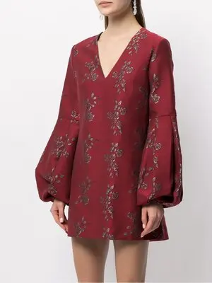 MACGRAW Jacquard Rose-embroidery Minidress