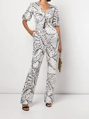 Marchesa Leaf-print Jumpsuit