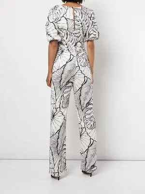 Marchesa Leaf-print Jumpsuit