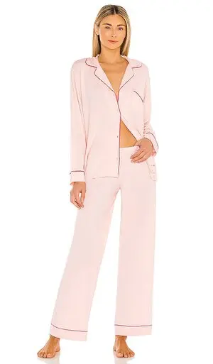 Eberjey Eberjey Gisele Short Sleeve Long Pj Set In Blush. Bellini & Bright Pink