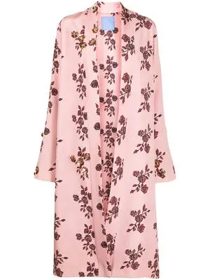 MACGRAW St Peters Floral-print Silk Robe - Pink