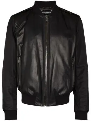 Dolce & Gabbana Panelled Leather Bomber Jacket