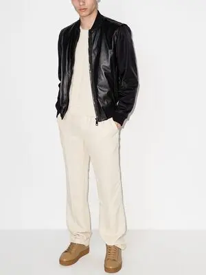 Dolce & Gabbana Panelled Leather Bomber Jacket
