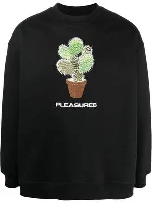 PLEASURES Spike Embroidery Rib-trimmed Sweatshirt - Black