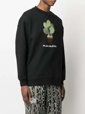 PLEASURES Spike Embroidery Rib-trimmed Sweatshirt - Black