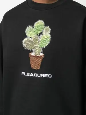PLEASURES Spike Embroidery Rib-trimmed Sweatshirt - Black