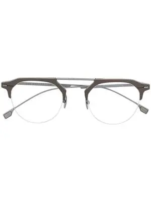 BOSS Semi-rimless Round Frame Eyeglasses