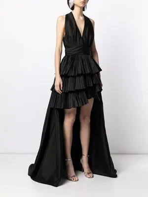 Elie Saab Pleated Silk Dress