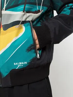 Balmain Reversible Tropical Print Bomber Jacket