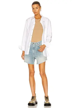 R13 Damon Pleated Short In Denim-light