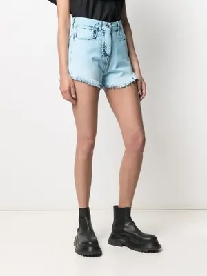 MSGM Distressed-effect Denim Shorts