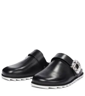 ROGER VIVIER Slidy Viv' Leather Mules