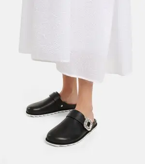 ROGER VIVIER Slidy Viv' Leather Mules