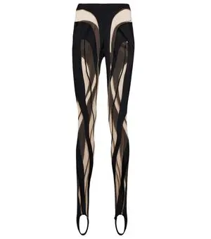 MUGLER Paneled Mesh And Jersey Leggings