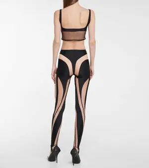 MUGLER Paneled Mesh And Jersey Leggings